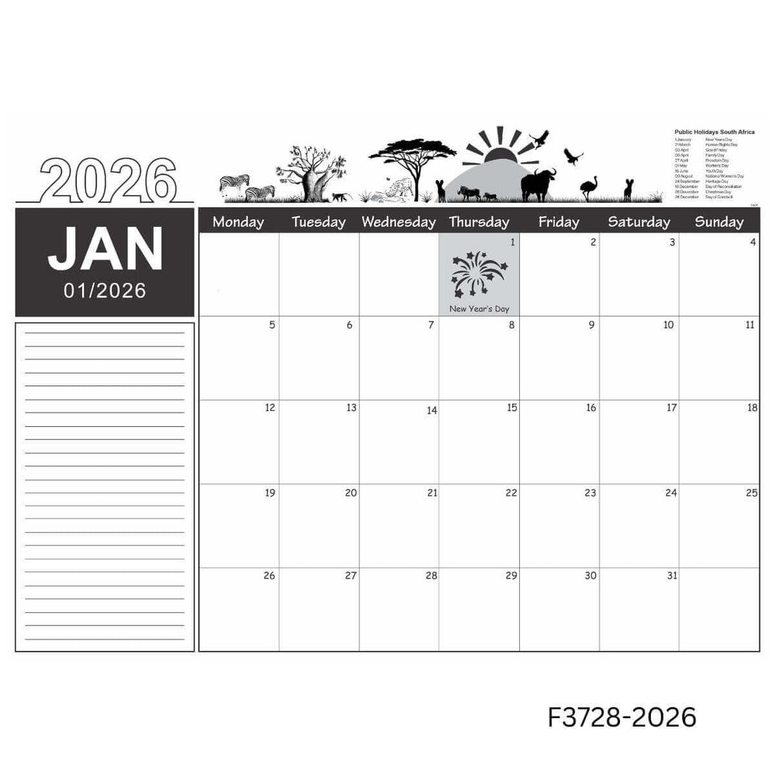 2026 A3 Desk Calendar Pad – Paperly